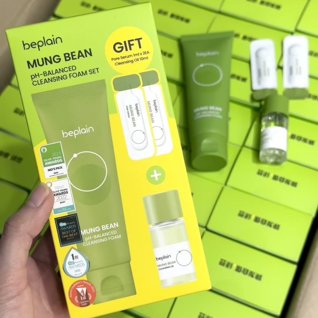 Beplain Mung Bean Cleansing Foam 80 ml + Cleansing Oil 10 ml + 2 Pore ...